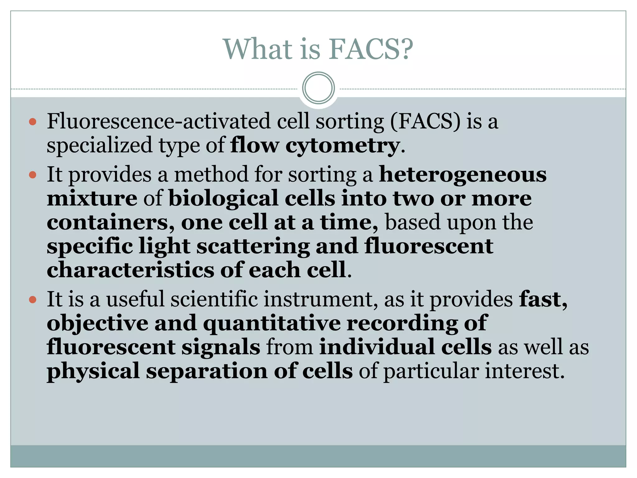 Fluorescence Activated Cell Sorting Facs Pptx