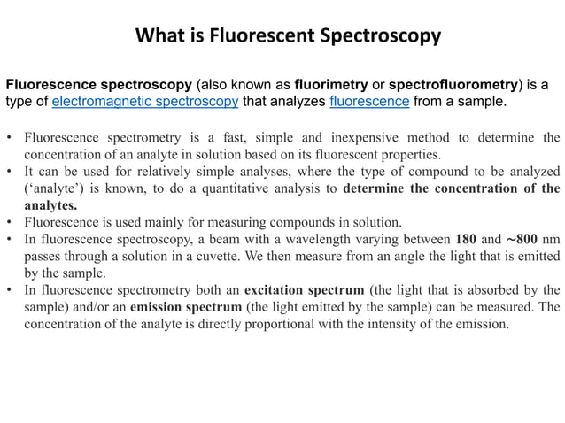 Fluorescence spectroscopy | PPTX | Chemistry | Science