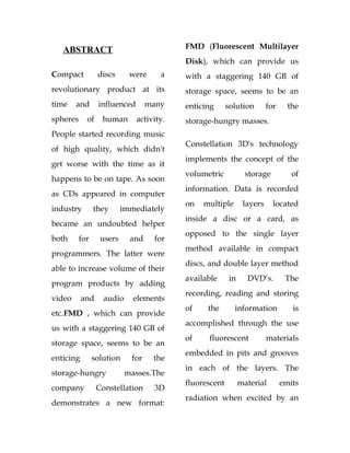 Fluorescent multilayer-disk-seminar-report | DOC
