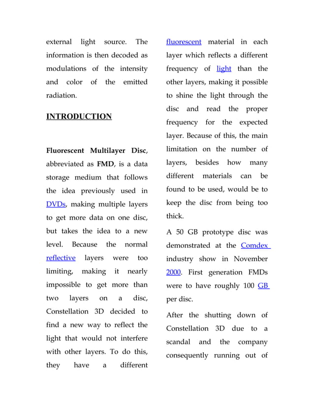 Fluorescent multilayer-disk-seminar-report | DOC