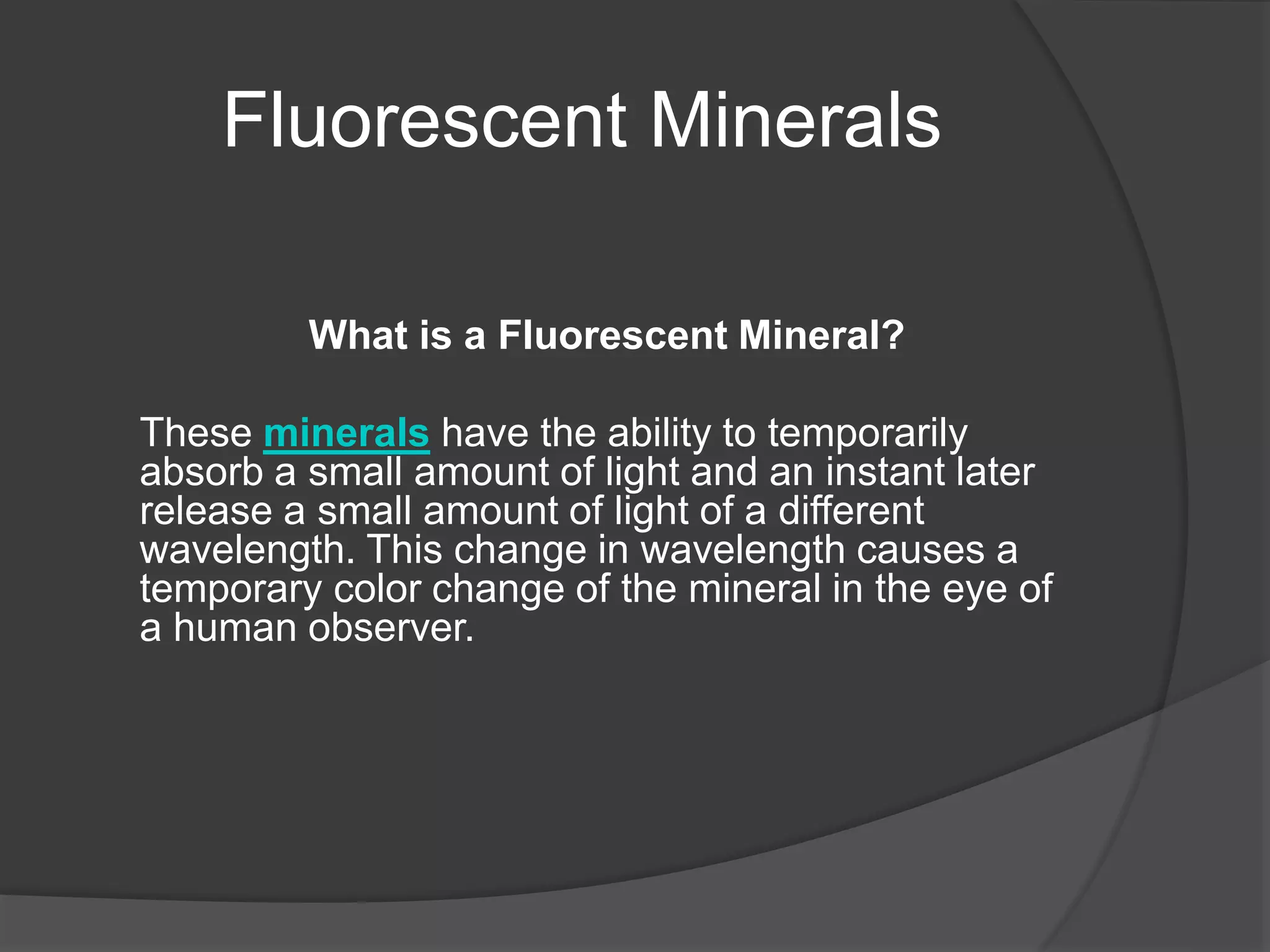 Fluorescent Minerals | PPTX