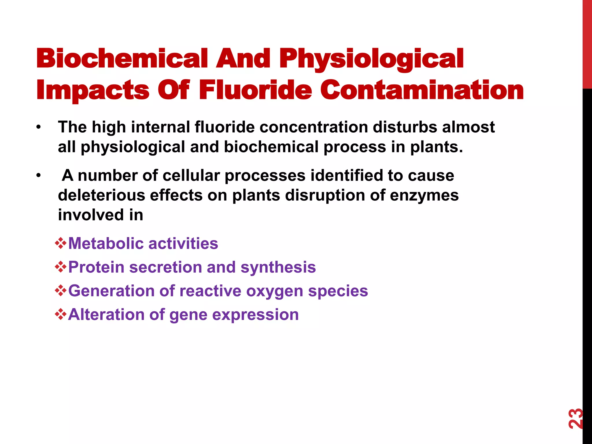 Fluoride as pollutant in air, water and its impacts on plants | PPTX