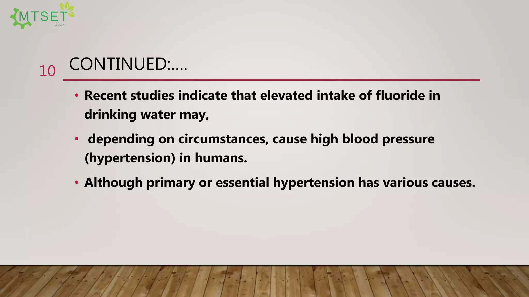 Fluoride contamination in ground water and it's hazards to human health ...