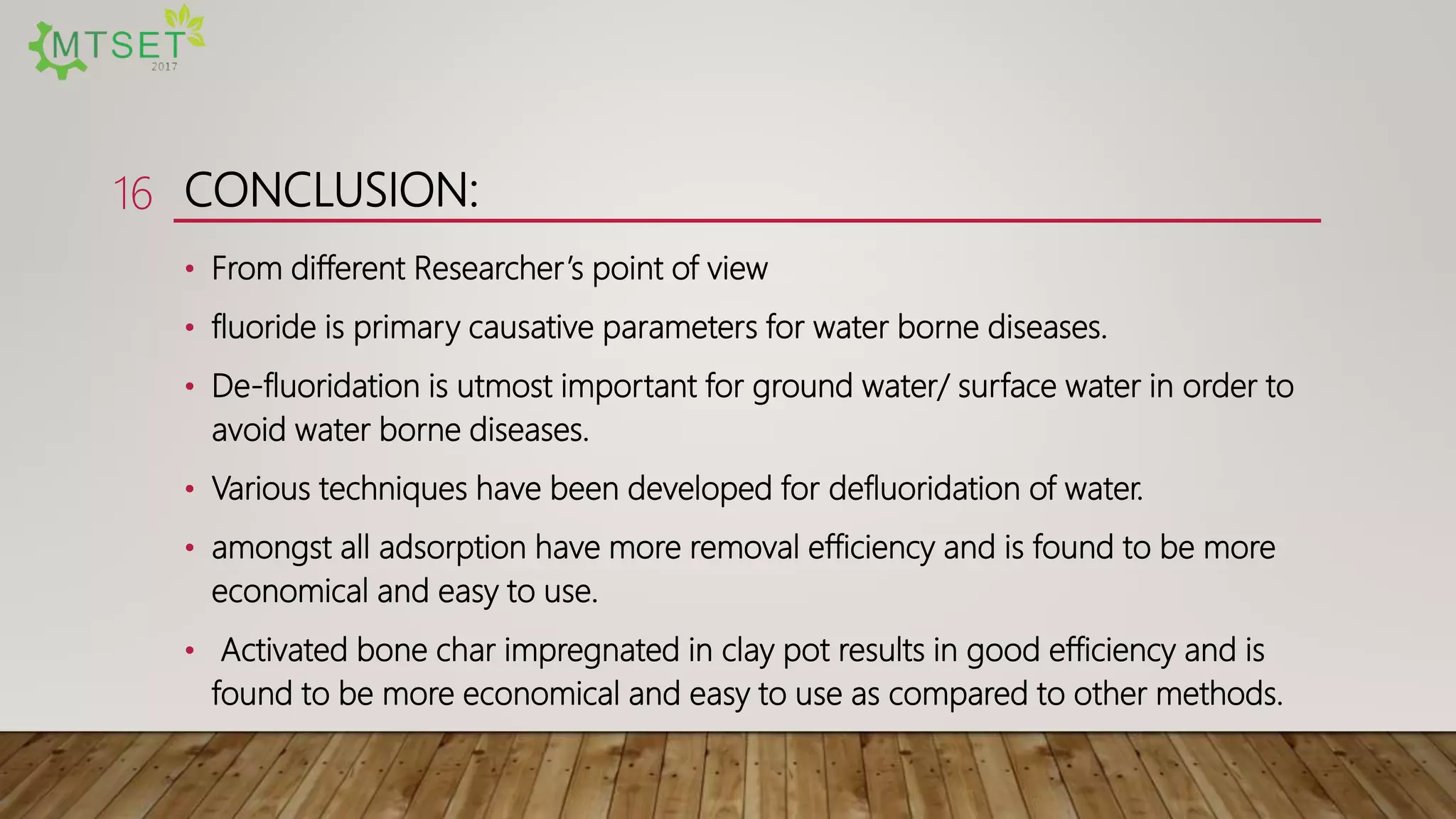 Fluoride contamination in ground water and it's hazards to human health ...