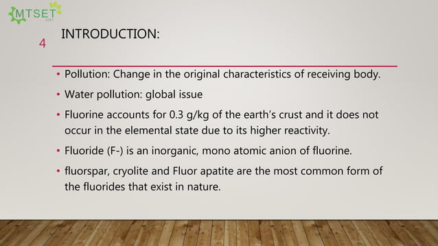 Fluoride contamination in ground water and it's hazards to human health ...
