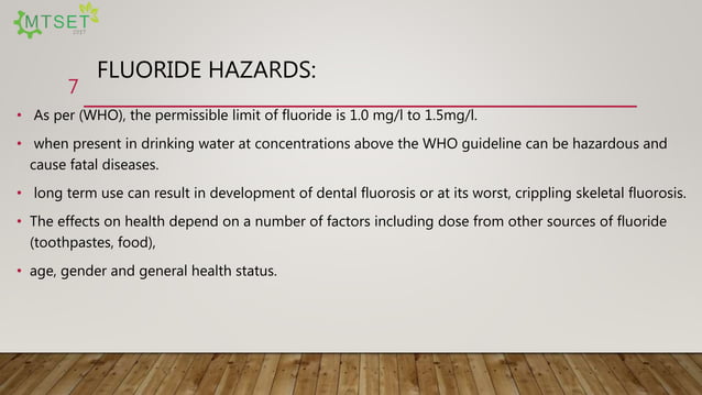 Fluoride contamination in ground water and it's hazards to human health ...
