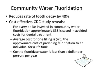 Fluoride in community water supply | PPTX