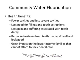 Fluoride in community water supply | PPTX