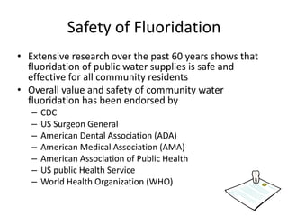 Fluoride in community water supply | PPTX