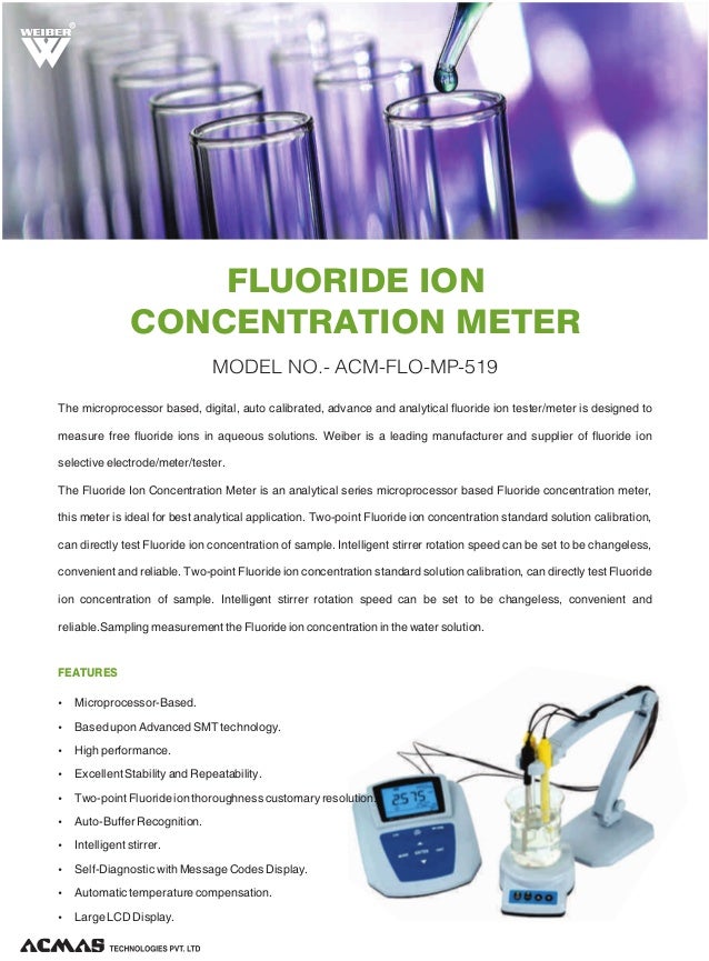Fluoride Ion Concentration Meter by ACMAS Technologies Pvt Ltd.