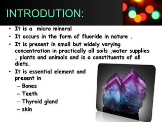 Fluorine Sources & toxicity | PPTX