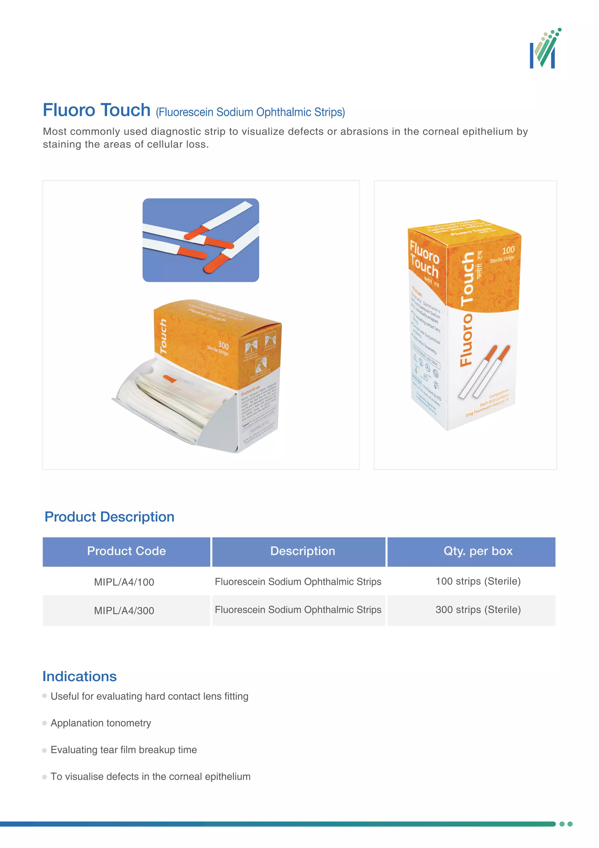 Fluoro Touch (Fluorescein Sodium Ophthalmic Strips) Eye diagnostic ...