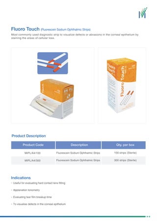 Fluoro Touch (Fluorescein Sodium Ophthalmic Strips) Eye diagnostic ...