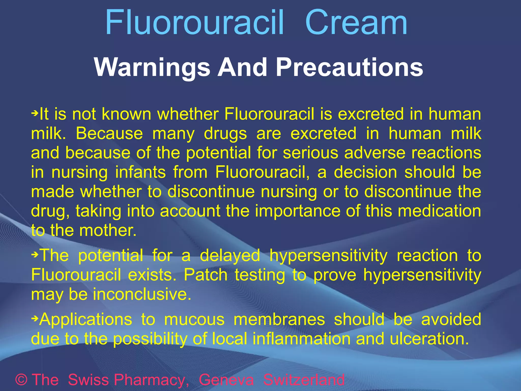Fluorouracil Cream for Treatment of Keratoses & Skin Lesions | ODP