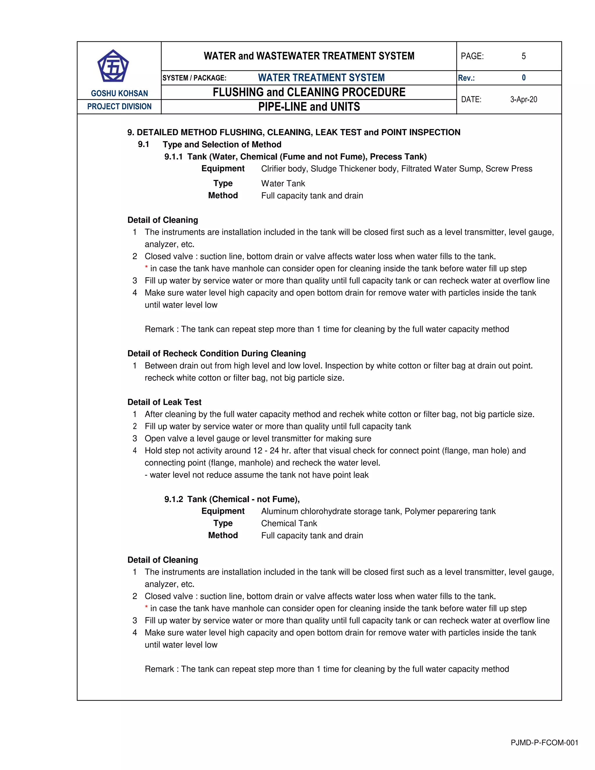Flushing cleaning procedure | PDF