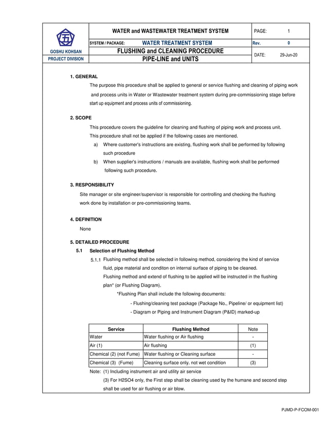 Flushing cleaning procedure | PDF