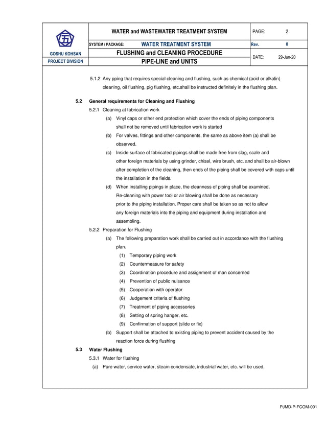 Flushing cleaning procedure | PDF