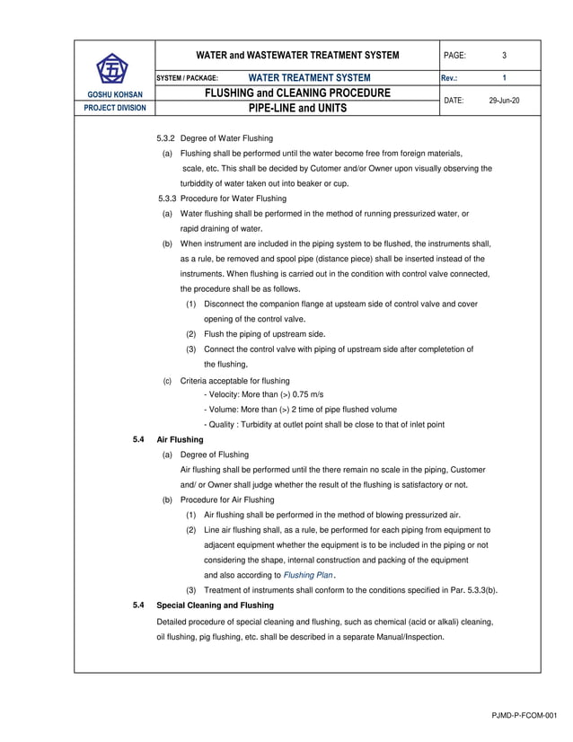 Flushing cleaning procedure | PDF
