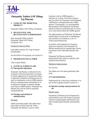 Flutamide Tablets USP Taj Pharma SmPC | PDF