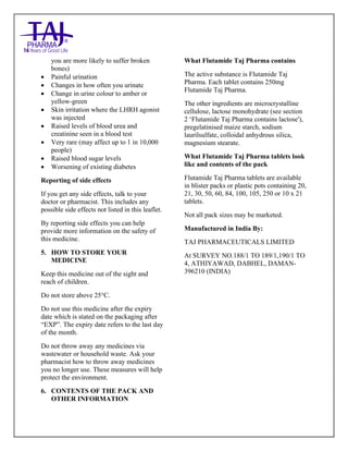 Flutamide Tablets USP Taj Pharma SmPC | PDF
