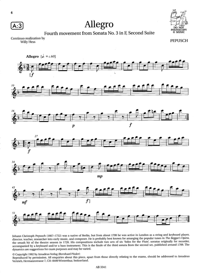 Flute exam pieces grade 3 | PDF