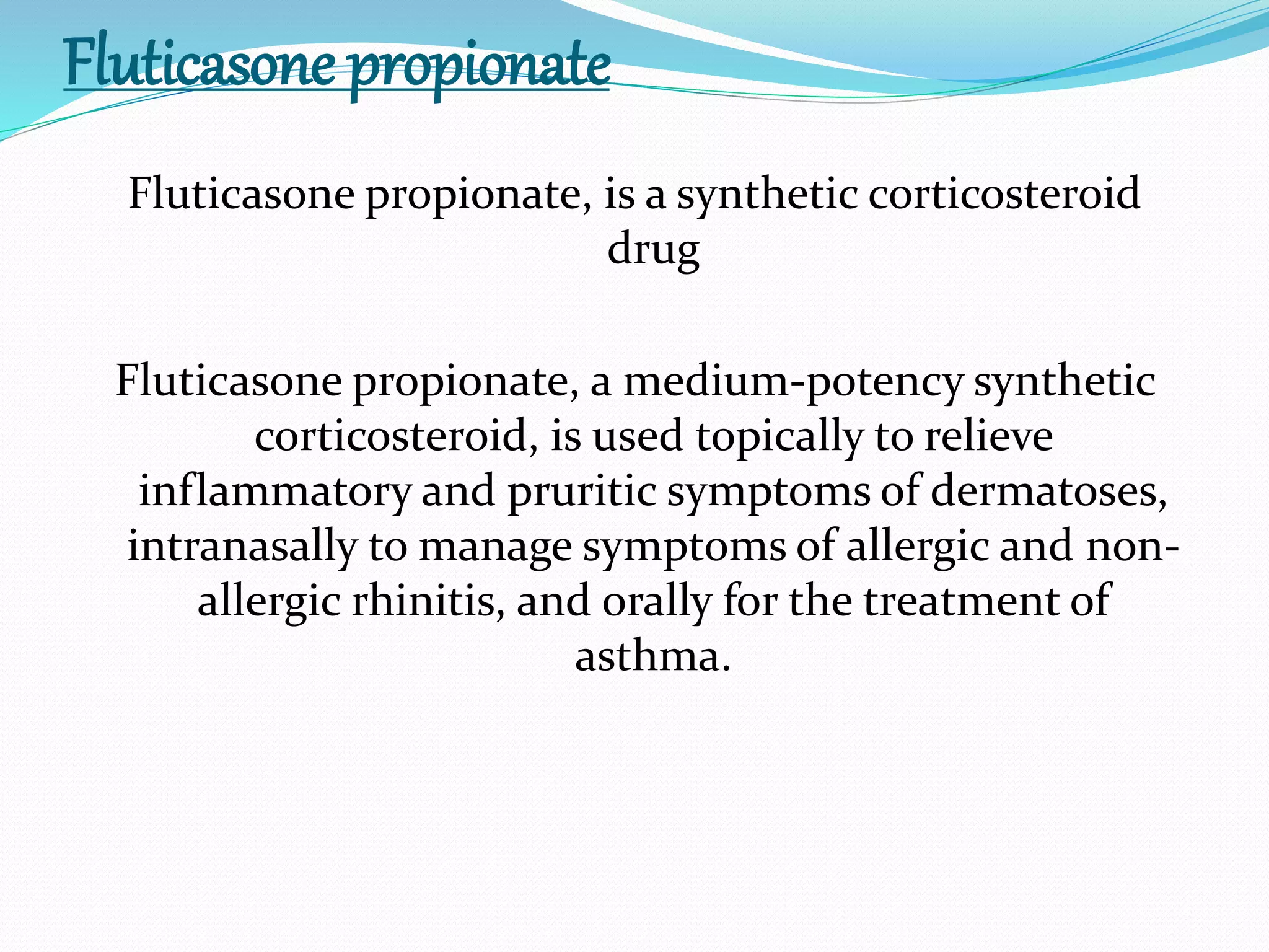 Anti-allergic Fluticasone nasal spray preparation. | PPTX