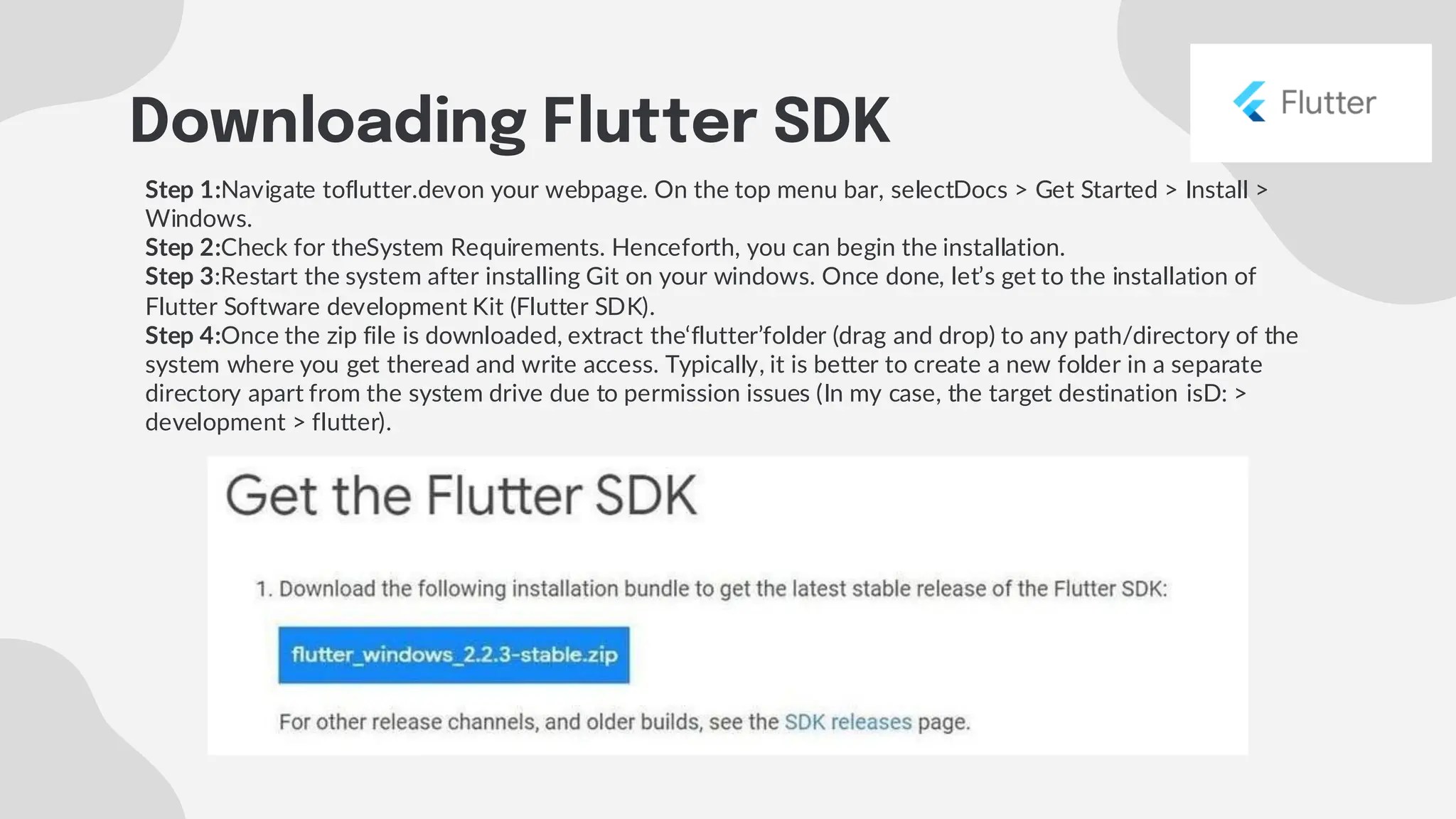Step by step guide to install Flutter and Dart | PDF