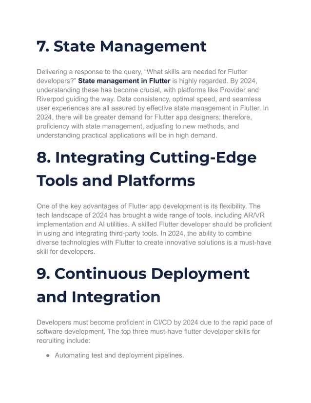 Flutter Developer Skills To Master In 2024pdf Programming Languages Computing