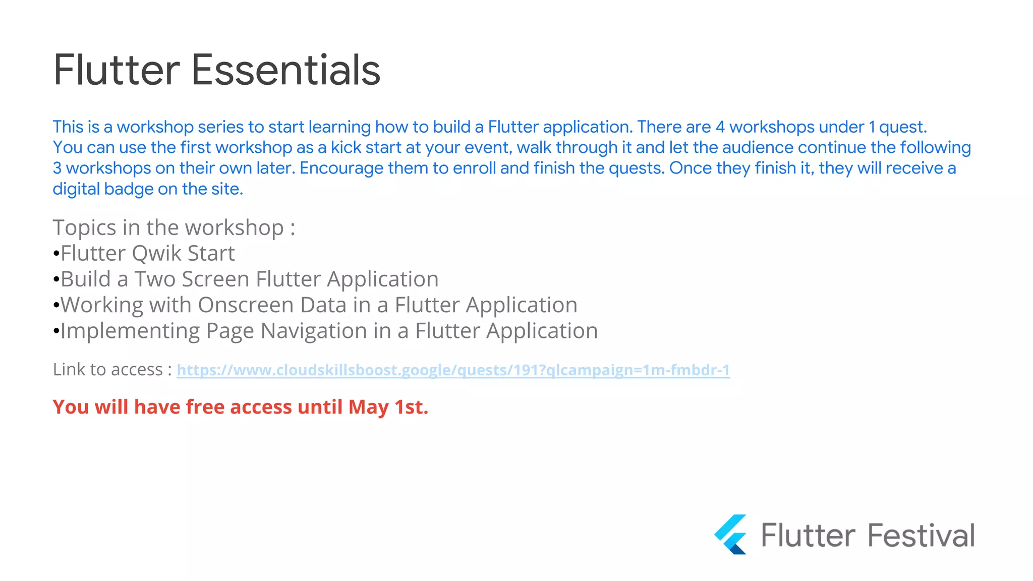 Flutter festival Info session -2022 | PPT
