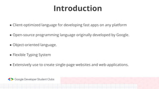 Flutter Festivals GDSC ASEB | Introduction to Dart | PPTX