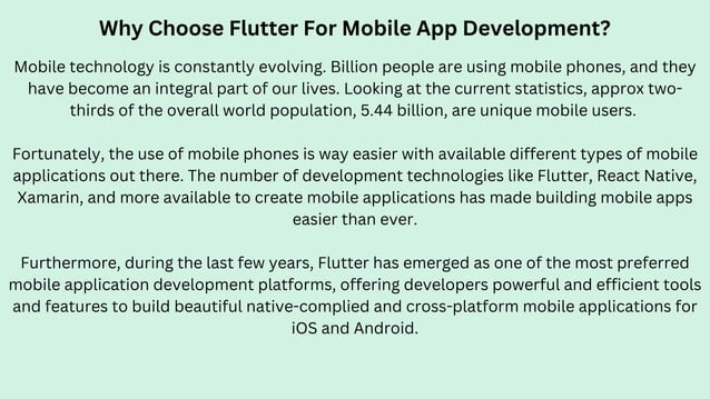 Why choose Flutter for mobile app development? | PPT