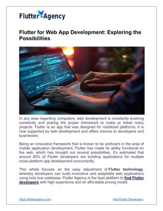 Flutter for Web App Development: Exploring the Possibilities | PDF