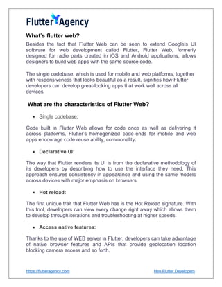 Flutter for Web App Development: Exploring the Possibilities | PDF
