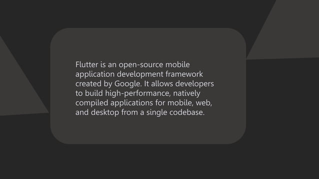 Flutter presentation.pptx | Programming Languages | Computing