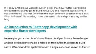 Flutter single codebase to build your dream application for i os and android | PPT