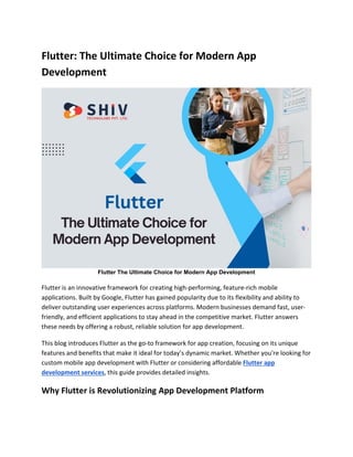 Flutter: The Future of Cross-Platform App Development | PDF