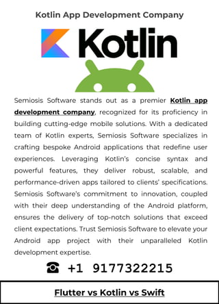 Flutter VS Kotlin Vs Swift: Which is Better for App Development? | PDF