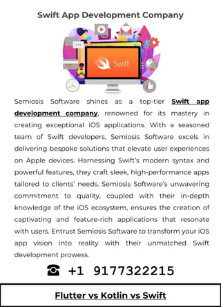 Flutter VS Kotlin Vs Swift: Which is Better for App Development? | PDF