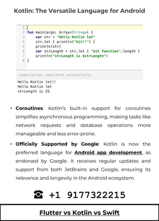 Flutter VS Kotlin Vs Swift: Which is Better for App Development? | PDF