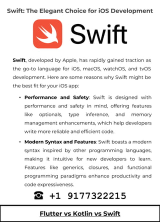 Flutter VS Kotlin Vs Swift: Which is Better for App Development? | PDF