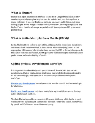 Flutter vs. Kotlin: Which Mobile Development Framework Is Better? | PDF