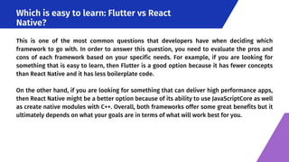 Flutter vs React Native | PDF | Web Development | Internet