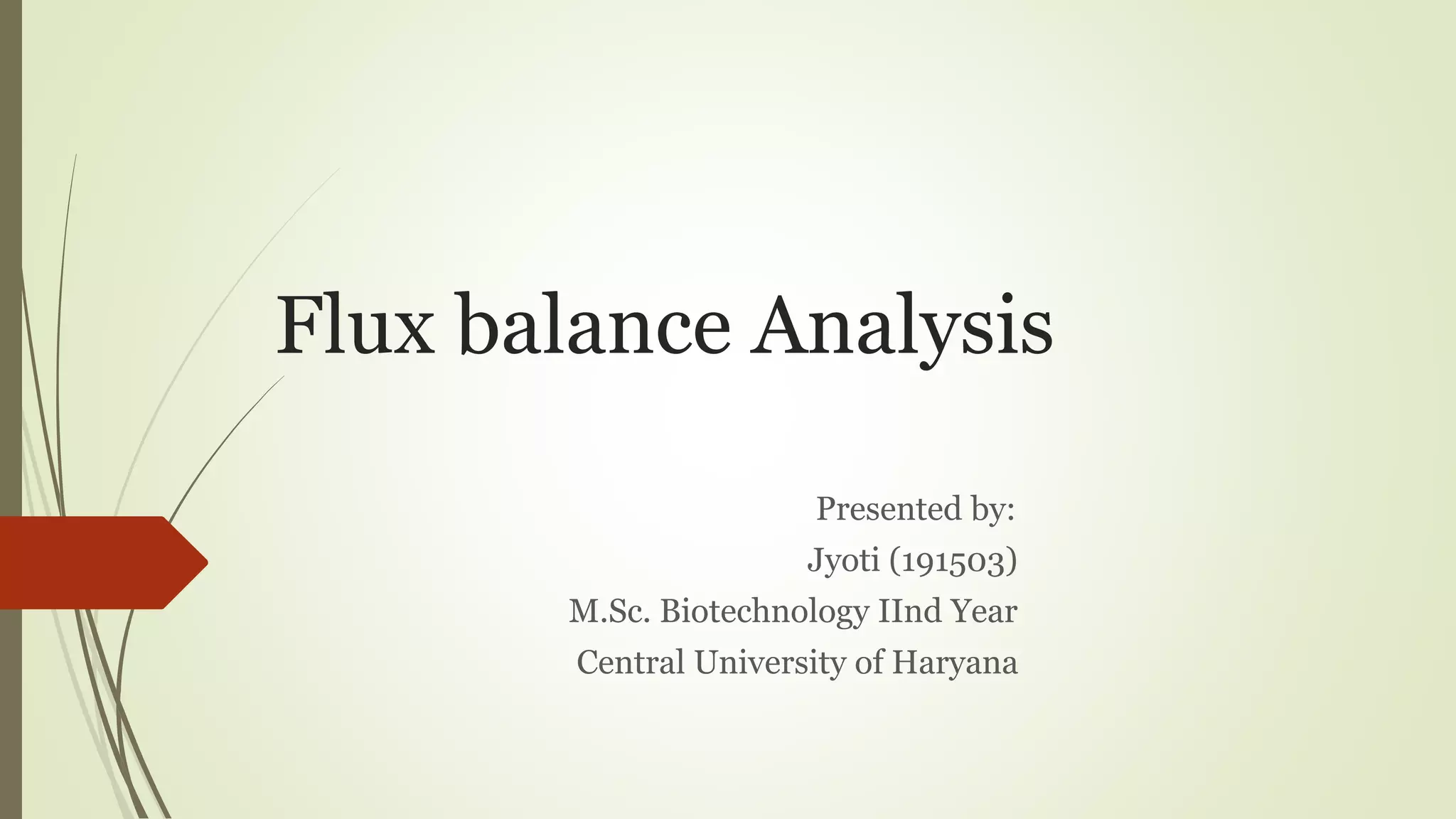 Flux balance analysis | PPTX