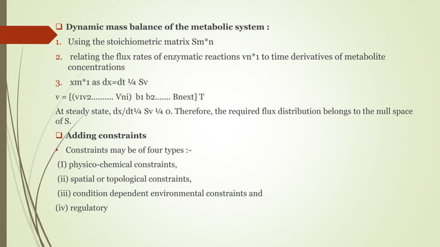 Flux balance analysis | PPTX
