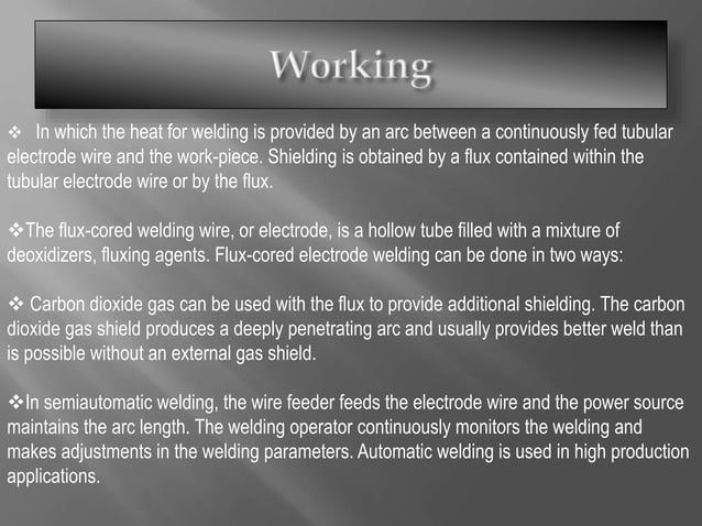 Flux cored arc welding | PPTX