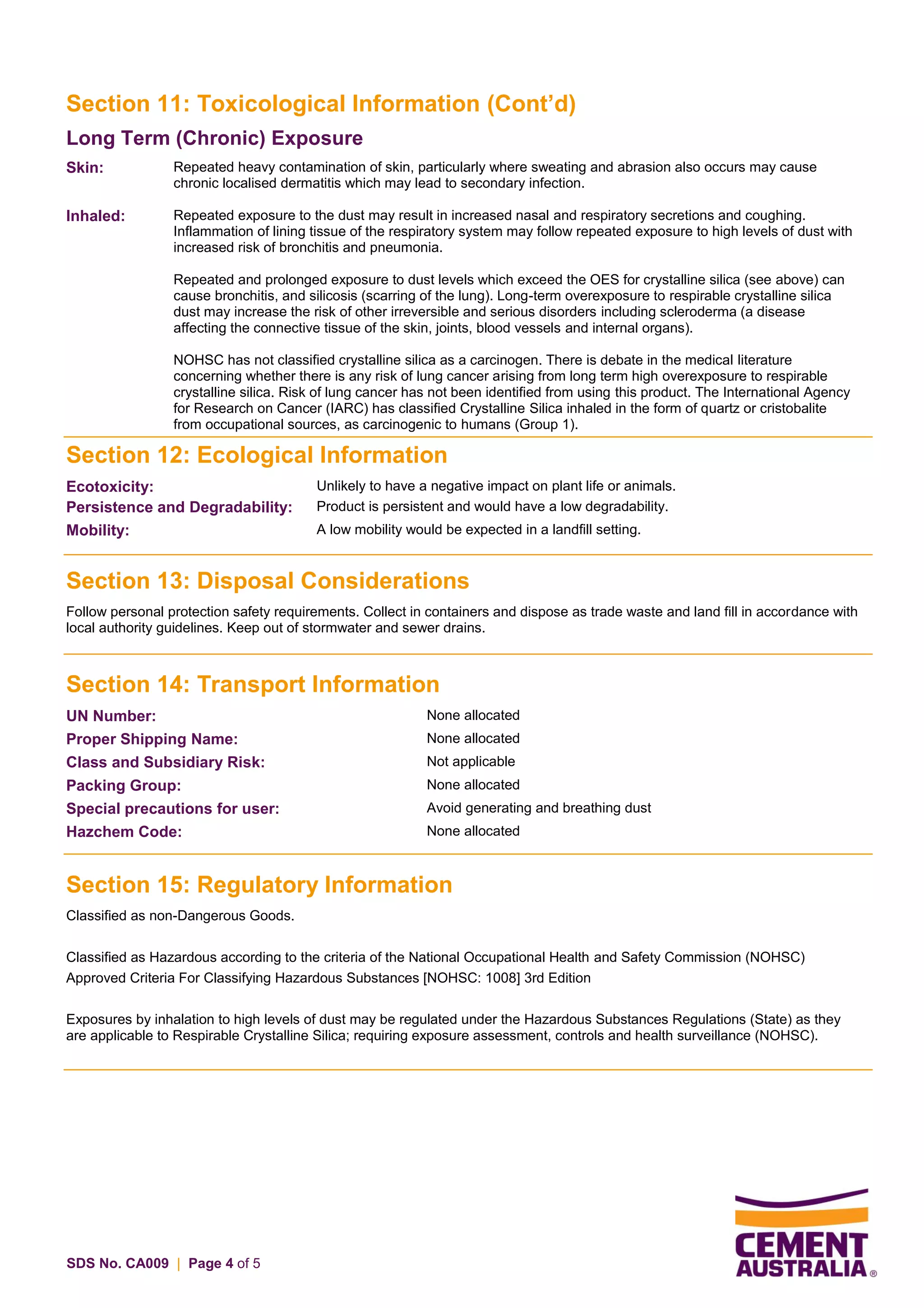Fly Ash - Safety Data Sheet | PDF