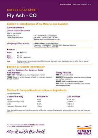 Fly Ash - Safety Data Sheet | PDF