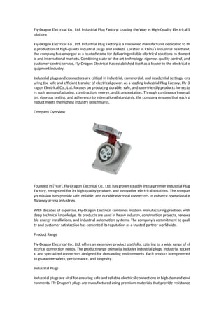 Nante Industrial Plug Factory: Precision-Engineered Plugs for Maximum ...
