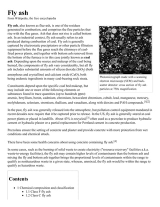 Fly ash wikipedia, the free encyclopedia | PDF