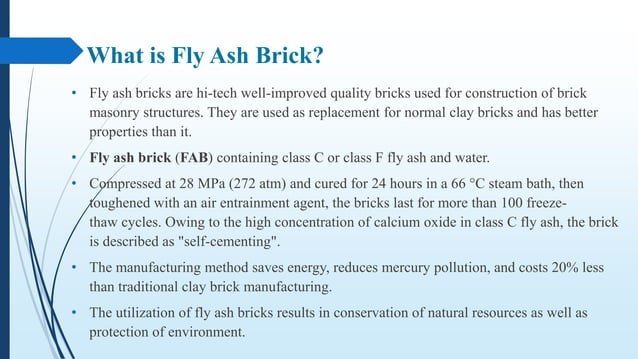 Fly ash bricks (3)0 | PPTX | Civil Engineering Industry | Industries
